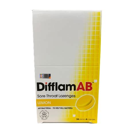 Difflam Ab Sore Throat Lozenges 24pcks X 6s Lemon Sabahcarepharma