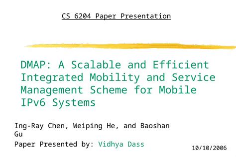 Ppt Dmap A Scalable And Efficient Integrated Mobility And Service