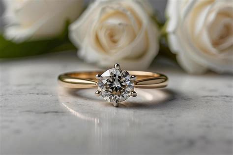 An Elegant Diamond Engagement Ring With A Prominent Solitaire Set On A