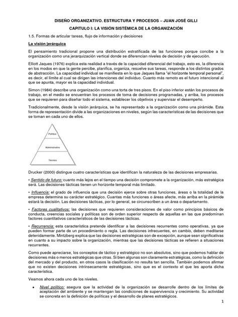 Gilli DiseÑo Organizativo Estructura Y Procesos Cap 1 Pdf
