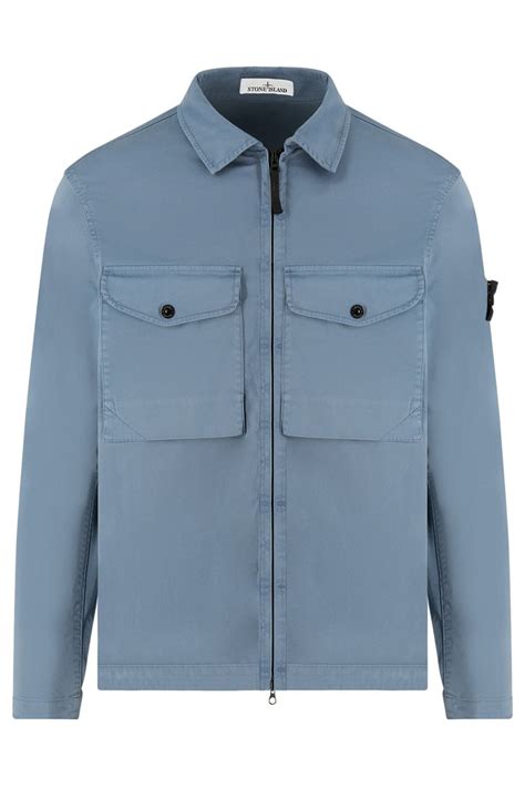Stone Island Patch Pocket Compass Overshirt Blue Clothing From Circle Fashion Uk