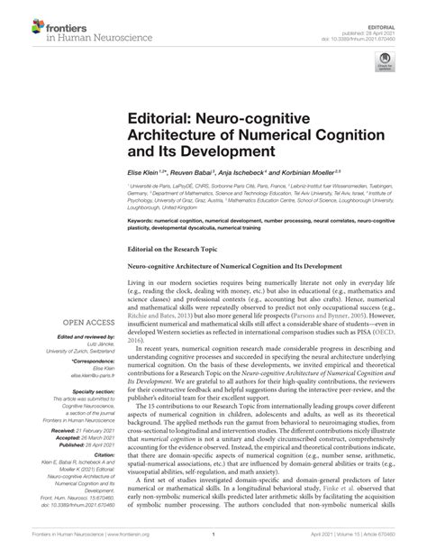 pdf editorial neuro cognitive architecture of numerical cognition