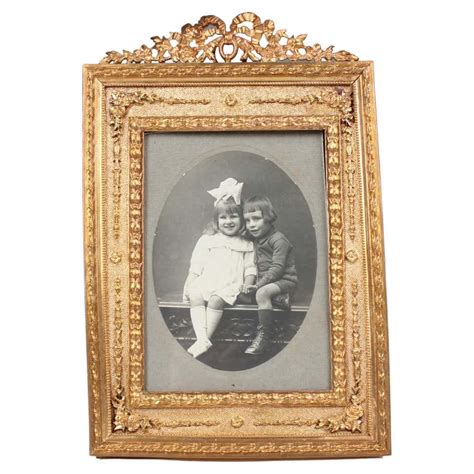Antique Victorian Picture Frame Bronze Dorée France 1880s 8 X 13 Cm