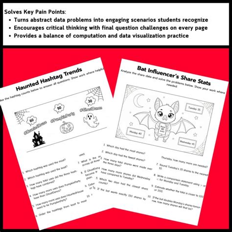 Grade 3 Halloween Math Graph Compare Round Estimate Data Interpret Arithmetic