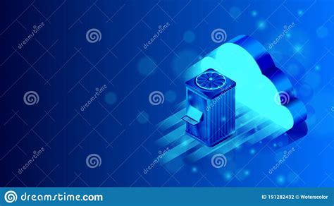 Isometric Cloud Storage Services Concept Vector Illustration Stock