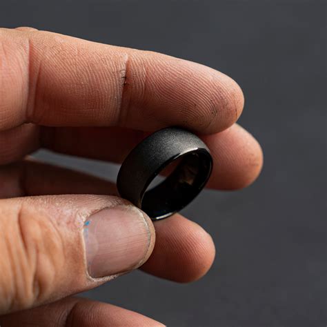 Black Mens Wedding Band With Sandblasted Finish Black Tungsten Band