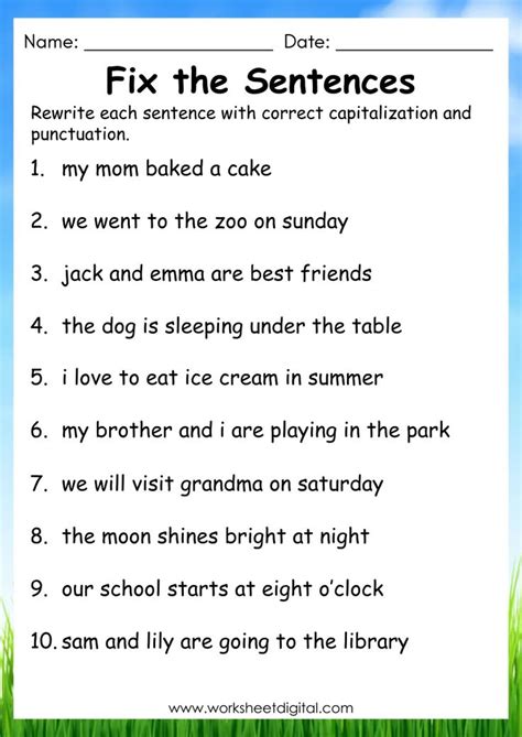 Capitalization And Punctuation In 2025 Punctuation Worksheets 2nd