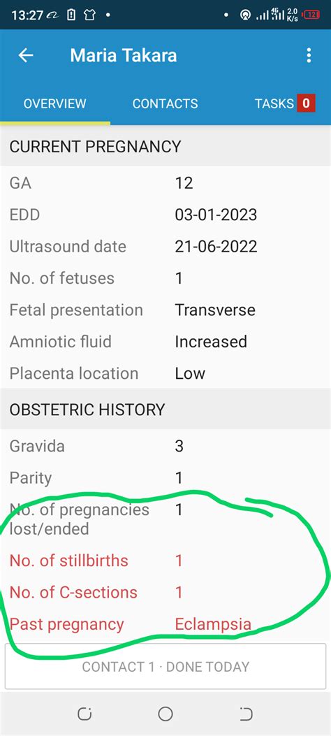 On The Client Profile Under Obstetric History Below Gravida Show The Number Of No Of Still