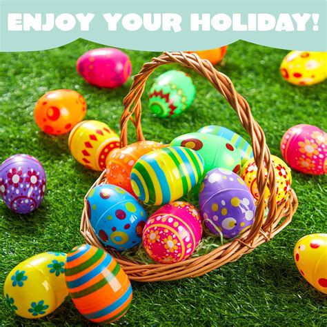 Joyin 50 Huevos De Pascua Impresos Huevos De Pascua De Plástico Rellenables De 3 15 Pulgadas