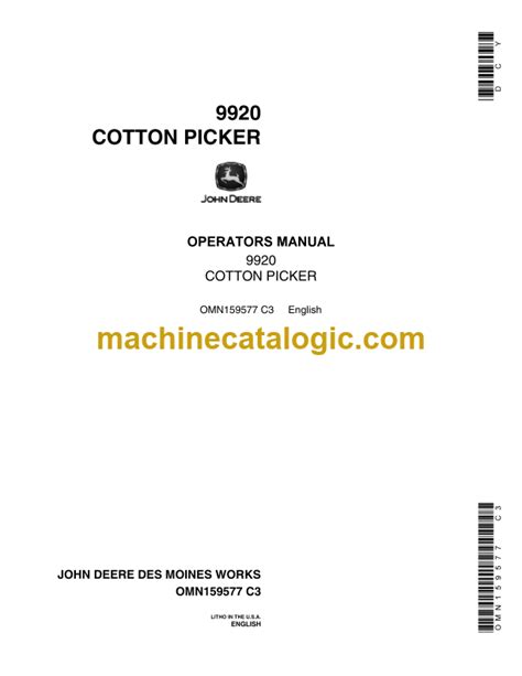 John Deere 9920 Cotton Picker Operators Manual Omn159577