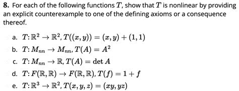 Solved For Each Of The Following Functions T Show That T Chegg