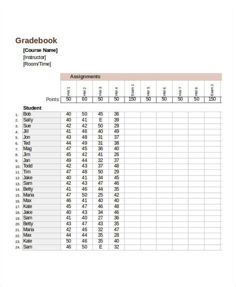 Grade Book Template 7 Free Excel Pdf Documents Download Free 0755d742 Resumesample