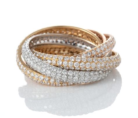 18ct Tri Gold Diamond Interlocking Ring Rings Jewellery