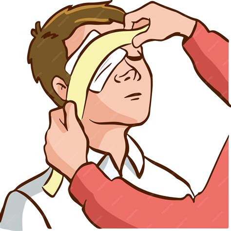 Una Persona Que Pone Una Venda En Los Ojos En Una Cara Vector Premium