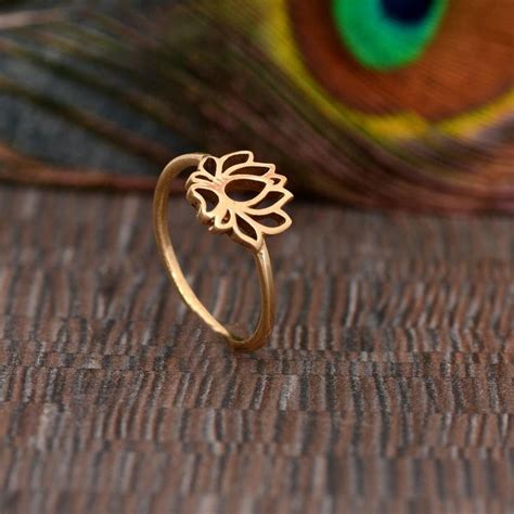 Gold Lotus Ring Tiny Lotus Ring Spiritual Jewelry Boho Gold Lotus