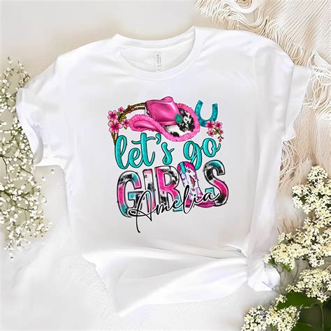 Custom Name Lets Go Girls Western Cowgirls Shirt Multicolor Crewneck