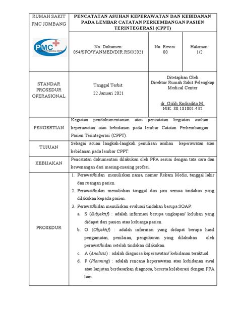 Spo Pencatatan Cppt Pdf