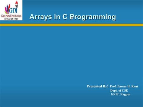 Arrays In C Programming Ppt