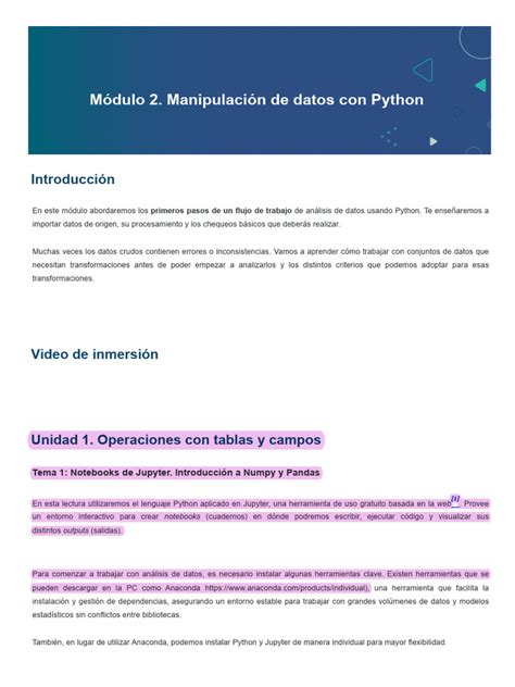 Módulo 2 Manipulación De Datos Con Python Pdf Python Lenguaje De