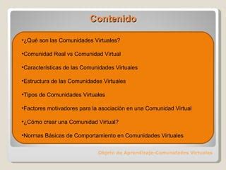 Comunidades Virtuales Ppt