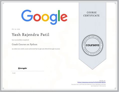 Yash Patil On Linkedin Python Coursera Certification