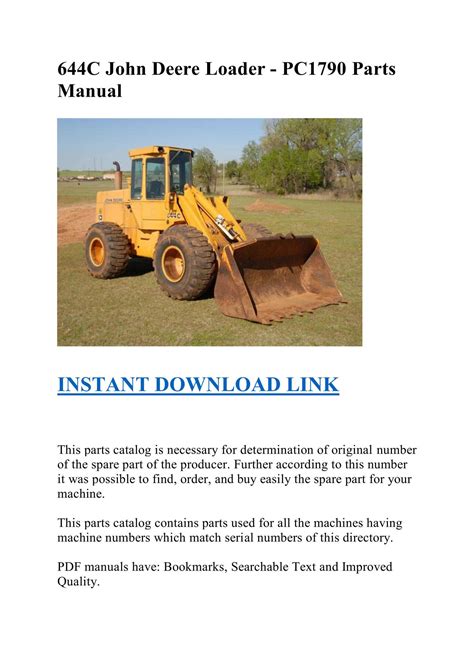 644c John Deere Loader Pc1790 Parts Manual By Heavy Equpmentmanual
