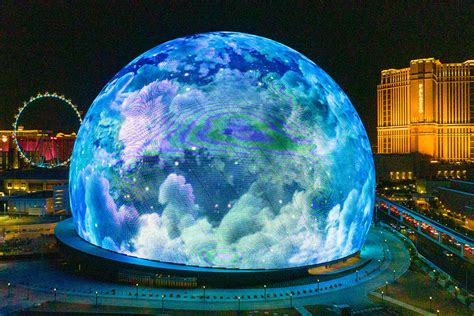 Las Vegas Sphere Lights Up Night Sky In Drone Recorded Timelapse Video Arts And Culture