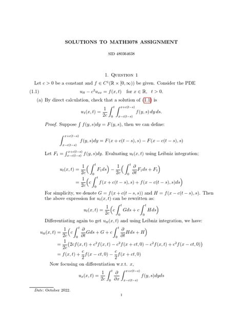 Math3078 Pde Waves Assignment Pdf Eigenvalues And Eigenvectors
