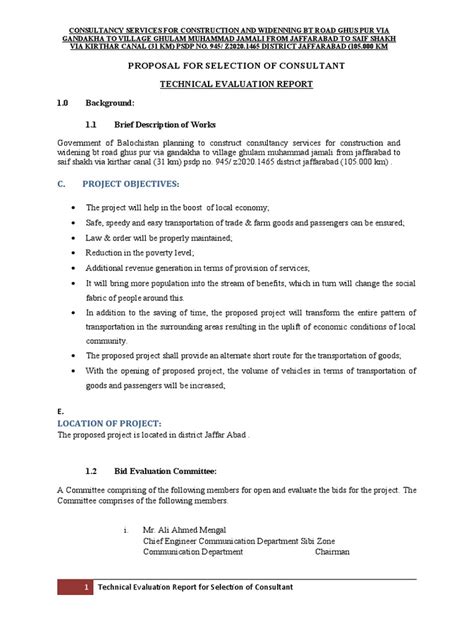 Technical Evaluation Report Pdf Consultant Request For Proposal