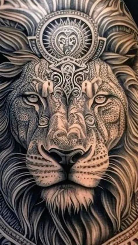 Aztec Lion Tattoo Design Mandala Style Lion Design Lion Head Tattoos