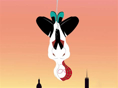 1920x1440 Spider Gwen Hanging Down Minimal 5k 1920x1440 Resolution Hd