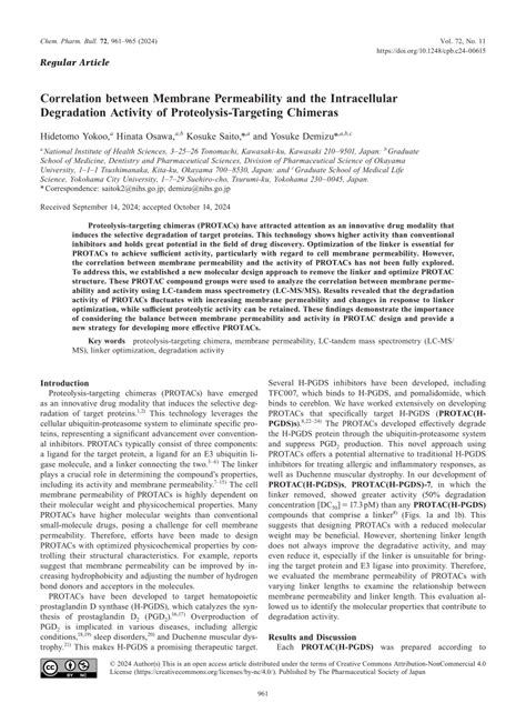 Pdf Correlation Between Membrane Permeability And The Intracellular