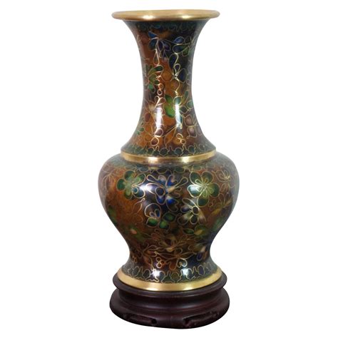Antique Chinese Floral Cloisonné Enameled Bud Vase Circa 1900 For Sale