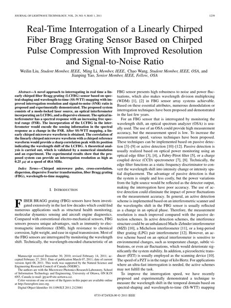 Pdf Real Time Interrogation Of A Linearly Chirped Fiber Bragg Grating