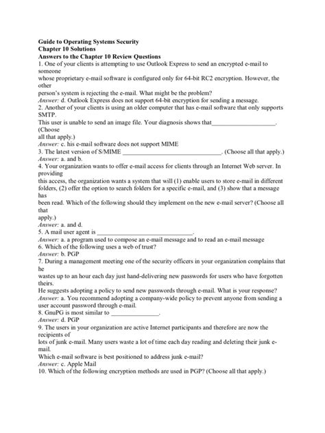 Guide To Operating Systems Security Chapter 10 Solutions Pdf