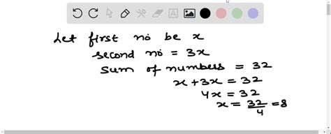 solved the sum of two numbers is 32 one number is 3 times as large