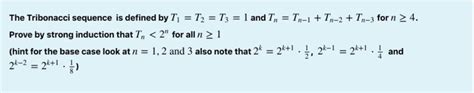 solved 4 the tribonacci sequence is defined by ti t2 t3