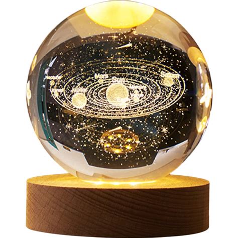 Sphere Night Light Wooden Base Desktop Night Lamp Star Game Room Night