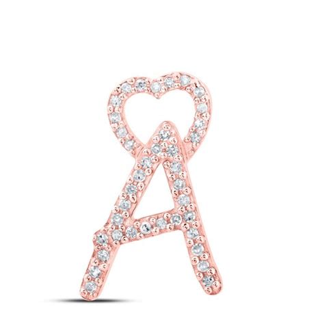 10k Rose Gold Womens Round Diamond A Heart Letter Pendant 18 Cttw