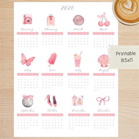 2026 Girly Calendars Etsy