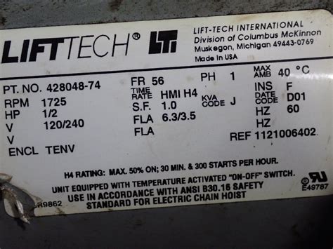 Used Budgit Chain Hoist Hgr Industrial Surplus