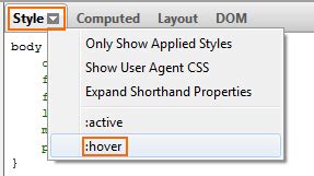 Css How To Use Chrome Web Inspector To View Hover Code Stack Overflow