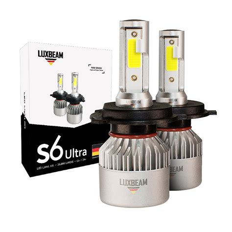 Kit 2 Lâmpada Led S6 Ultra H4 50w 60000lm 12v 6500k Luxbeam