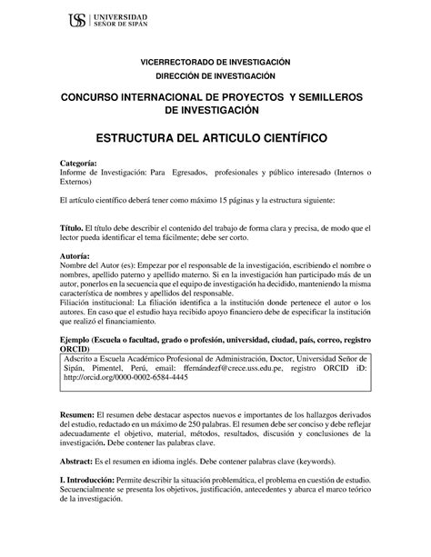 Estructura Articulo Informe Investigacion Vicerrectorado De