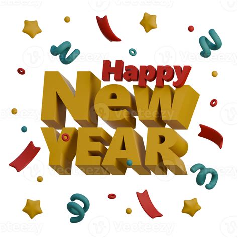 3d Icon Of Happy Ney Year Text 34918360 Png