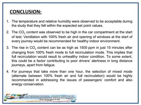 Effect Of Recirculation On Air Quality In A Car Compartment Ppt