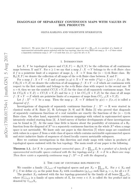 Pdf Diagonals Of Separately Continuous Maps With Values In Box Products