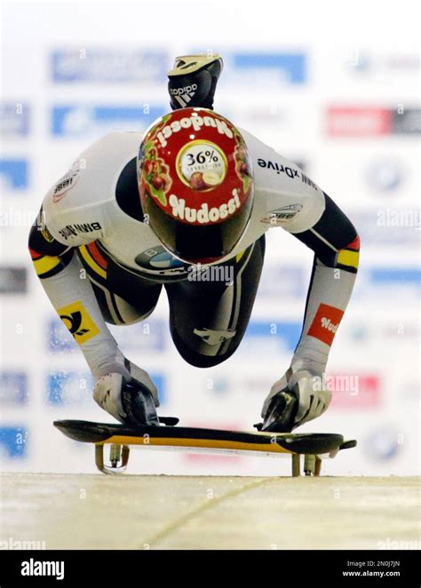 Jacqueline Loelling Of Germany Starts Her First Run In The Womens Skeleton World Cup Race On