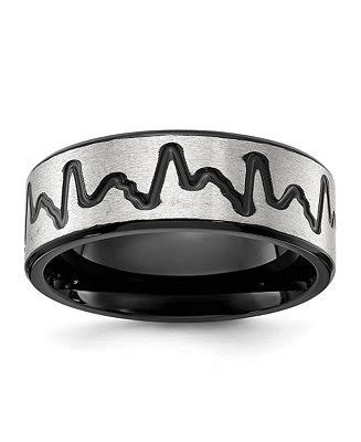 Chisel Stainless Steel Brushed Black Ip Plated Heartbeat Band Ring Macys