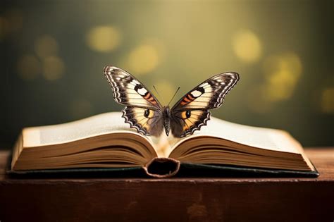 Un Libro Con Una Mariposa En La Parte Superior Foto Premium